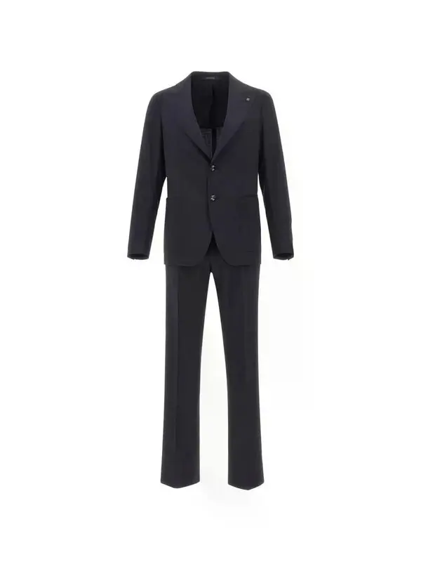 Tagliatore Logo-pin Pleated Virgin Wool Suit - Blue