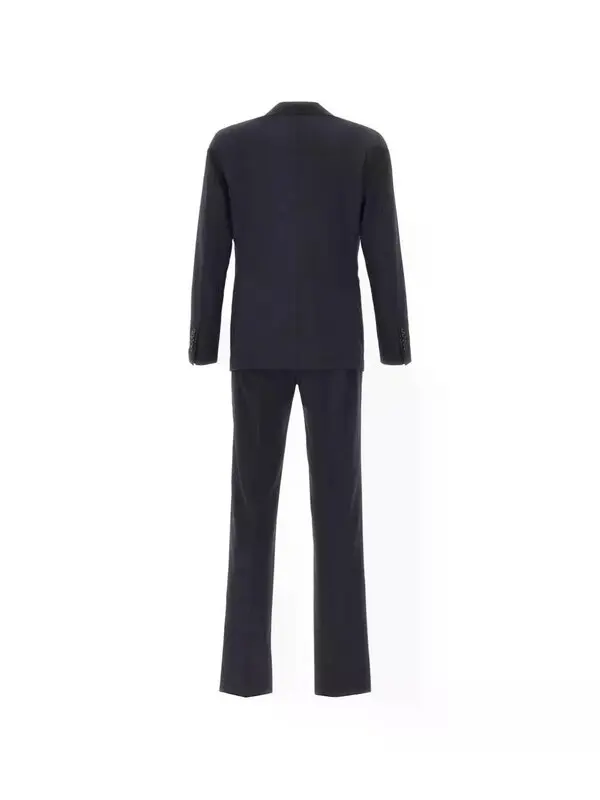 Tagliatore Logo-pin Pleated Virgin Wool Suit - Blue