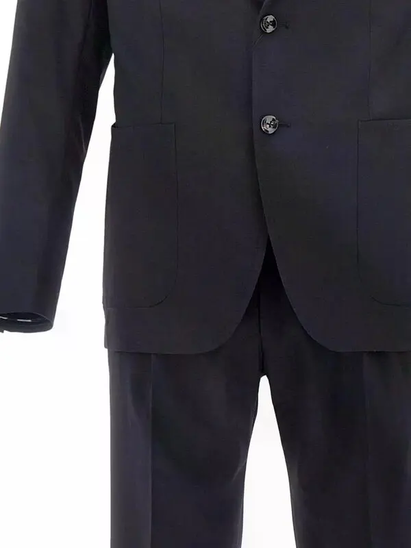 Tagliatore Logo-pin Pleated Virgin Wool Suit - Blue