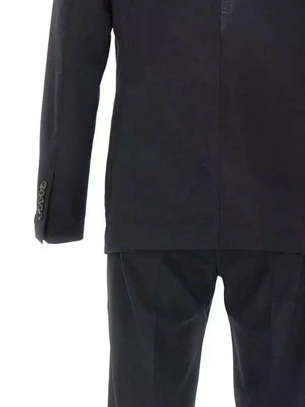 Tagliatore Logo-pin Pleated Virgin Wool Suit - Blue
