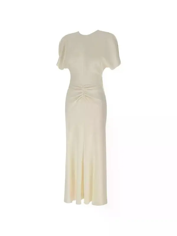 Victoria Beckham Bela Pleated V-back Dress - White