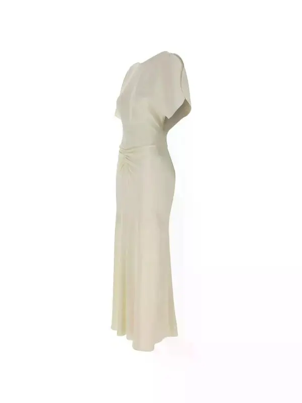 Victoria Beckham Bela Pleated V-back Dress - White