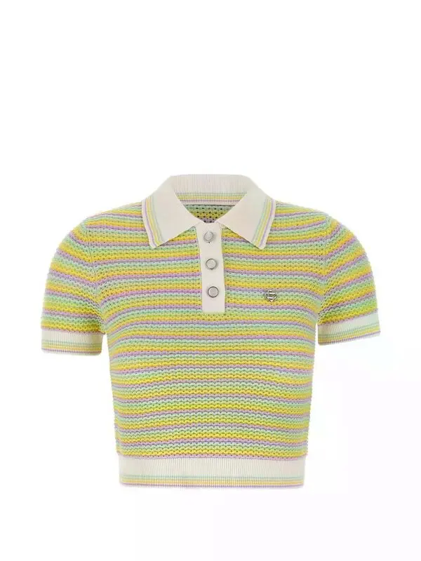 Casablanca Bourgeois Striped Logo Polo Shirt - Yellow