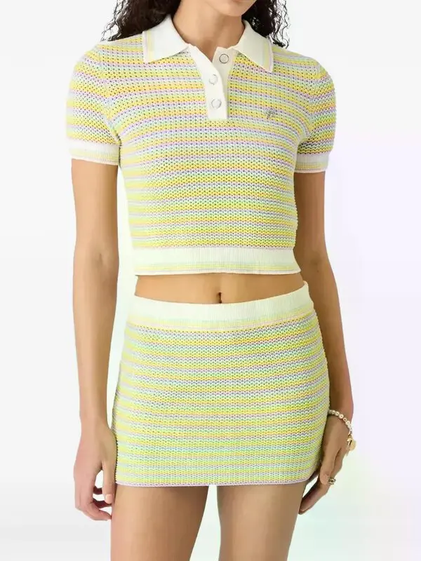 Casablanca Bourgeois Striped Logo Polo Shirt - Yellow
