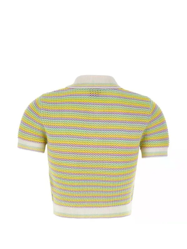 Casablanca Bourgeois Striped Logo Polo Shirt - Yellow