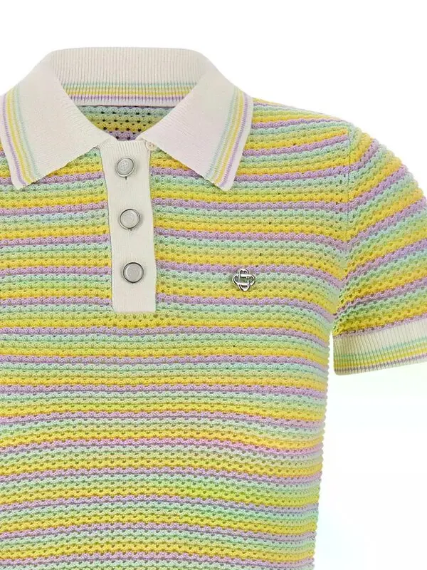 Casablanca Bourgeois Striped Logo Polo Shirt - Yellow