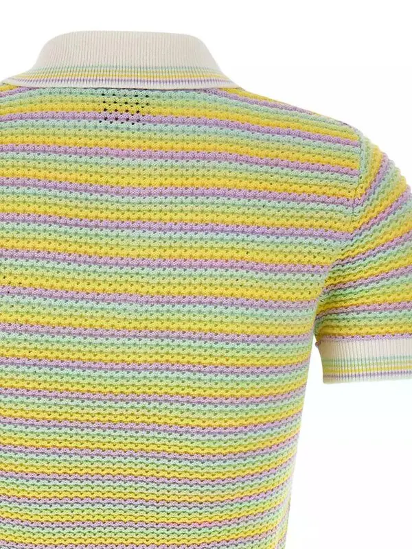 Casablanca Bourgeois Striped Logo Polo Shirt - Yellow