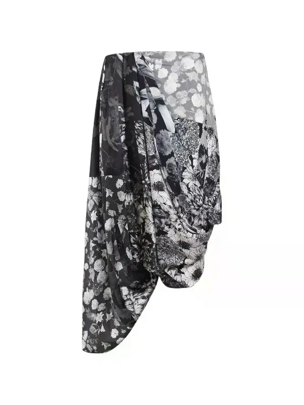 MAISON MARGIELA Floral-print Draped Skirt - Black