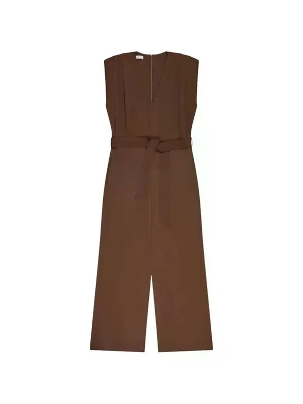GLANSHIRT Belted V-neck Jumpsuit - Brown
