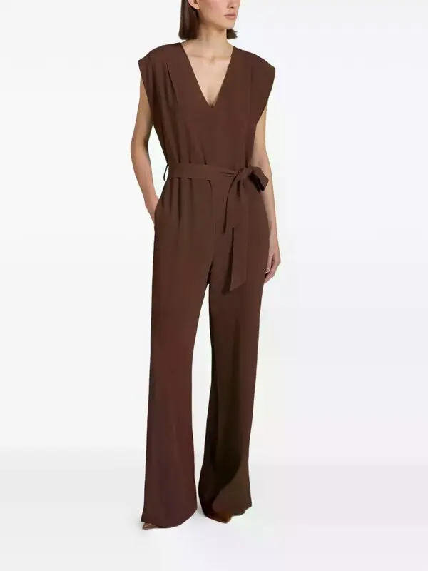 GLANSHIRT Belted V-neck Jumpsuit