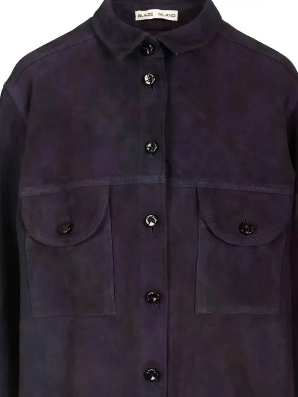 BLAZÉ MILANO Chest-pocket Leather Shirt - Purple