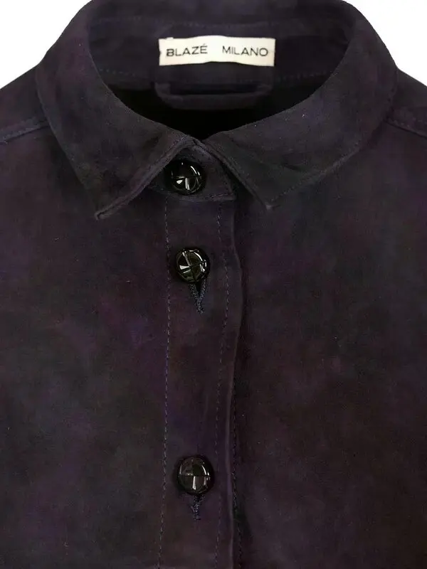 BLAZÉ MILANO Chest-pocket Leather Shirt - Purple