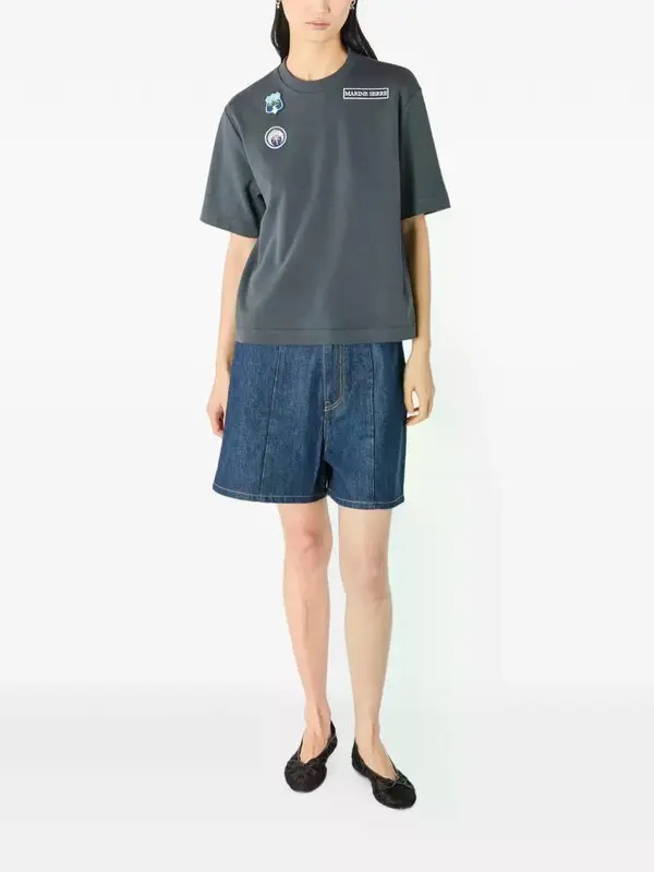 MARINE SERRE Scout Patches Crew-neck T-shirt - Blue