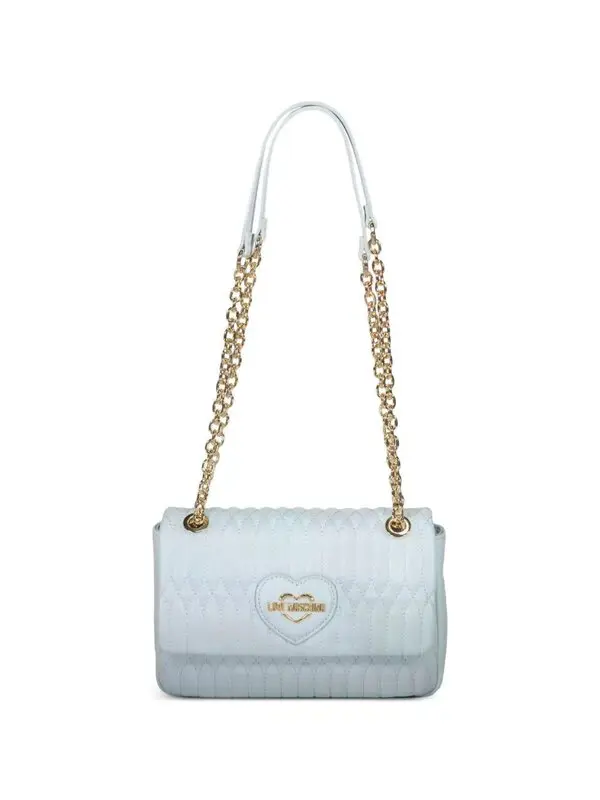 Moschino Quilted Shoulder Bag With Heart Motif - Blue