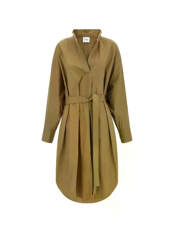 NUDE Long Sleeve Open Collar Dress - Brown