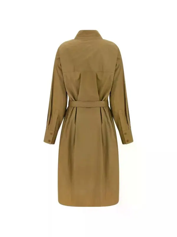 NUDE Long Sleeve Open Collar Dress - Brown