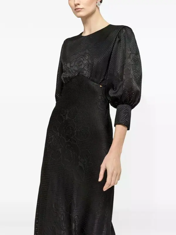 NISSA Puff-sleeve Midi Dress - Black