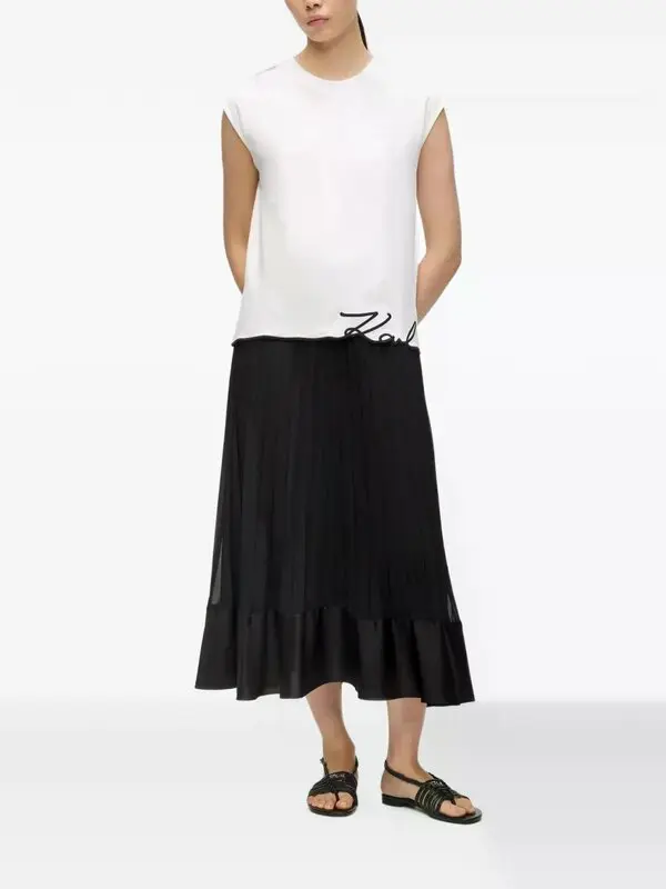 Karl Lagerfeld Signature-hem Cotton Tank Top - White