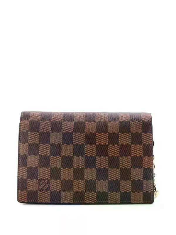 LOUIS VUITTON Vavin Chain Wallet Nm Damier With Leather Crossbody Bag - Black