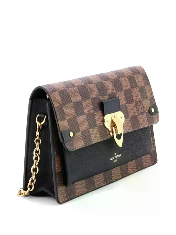 LOUIS VUITTON Vavin Chain Wallet Nm Damier With Leather Crossbody Bag - Black