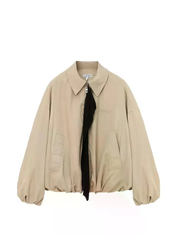 Loewe Logo Embroidered Zip-up Jacket - Neutrals