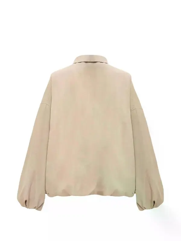 Loewe Logo Embroidered Zip-up Jacket - Neutrals