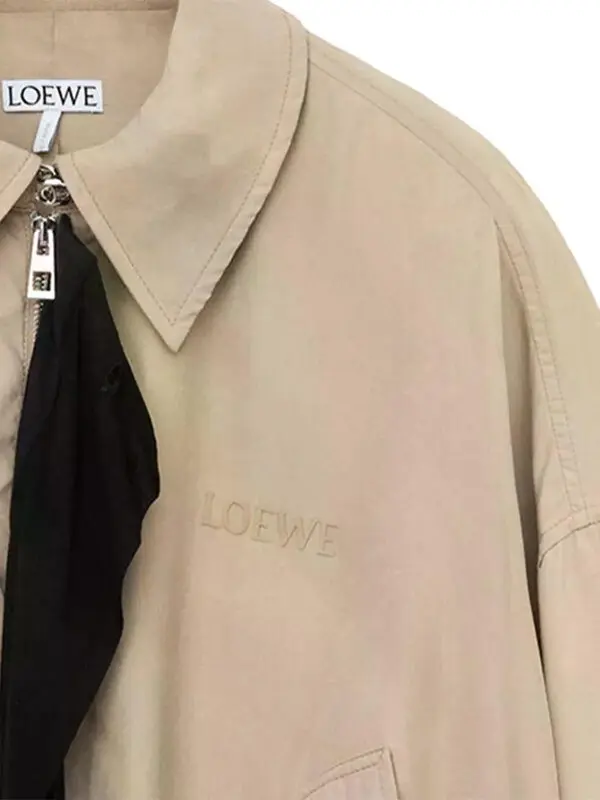 Loewe Logo Embroidered Zip-up Jacket - Neutrals