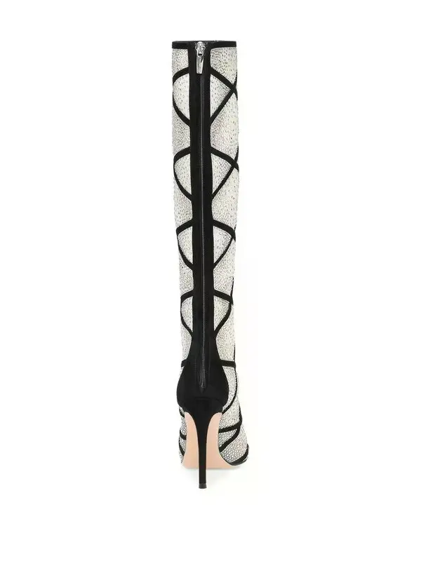 GIANVITO ROSSI Confetti Suede Embellished Boots - Black