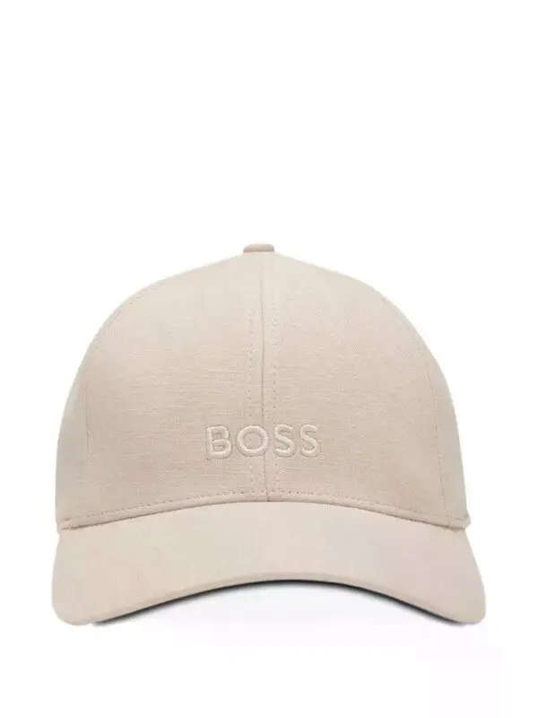 BOSS Embroidered Linen Cap - Neutrals