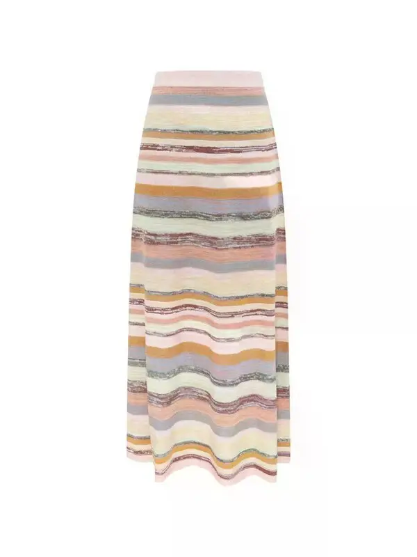 Zimmermann Luna Mouline Striped Midi Skirt - Pink
