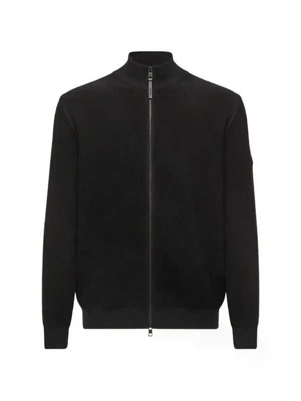Moncler Zip-up Knit Sweater - Black