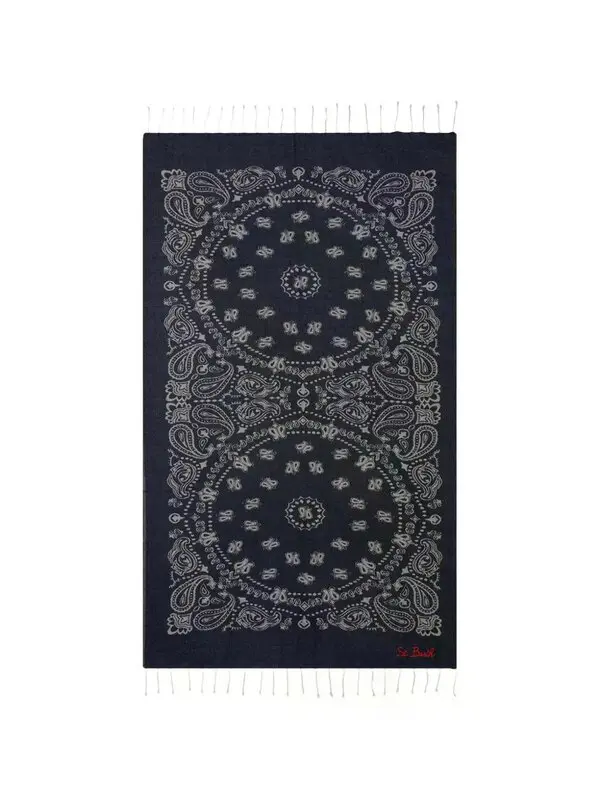 MC2 SAINT BARTH Bandana Print Tassel Beach Towel - Blue