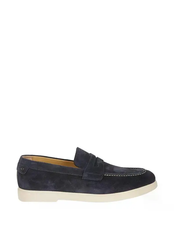 BALDININI Suede Penny Loafers With Contrast Trim - Blue