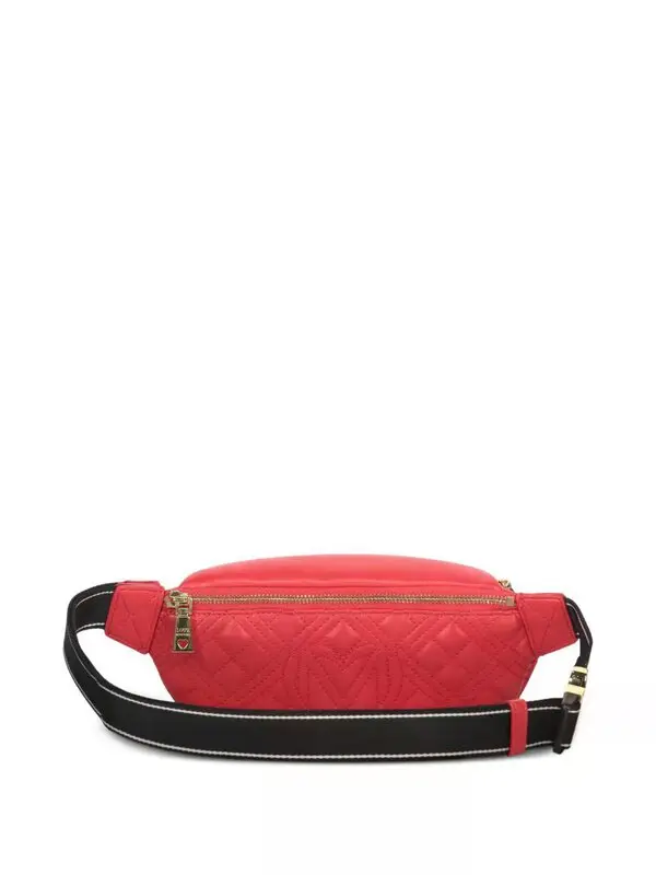Moschino Logo Plaque Quilted Belt Bag - Red