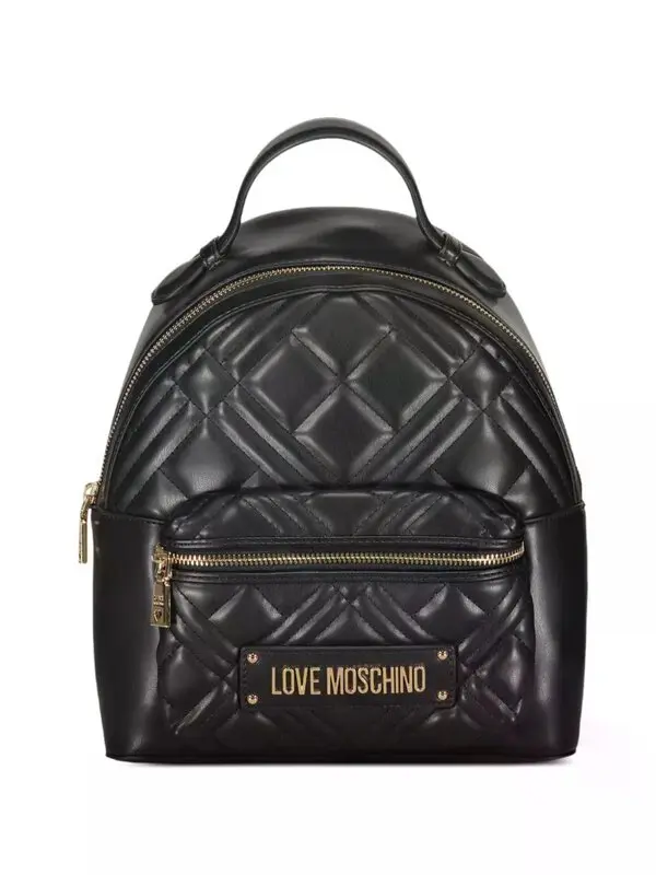 Moschino Logo-plaque Quilted Backpack - Black