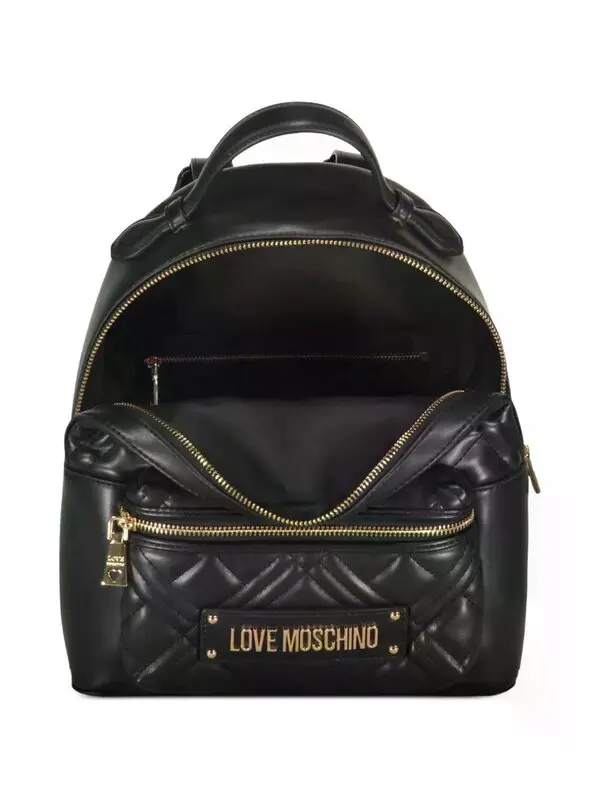 Moschino Logo-plaque Quilted Backpack - Black