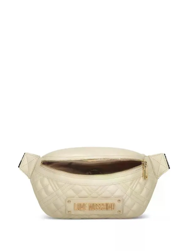 Moschino Logo-plaque Quilted Belt Bag - Neutrals