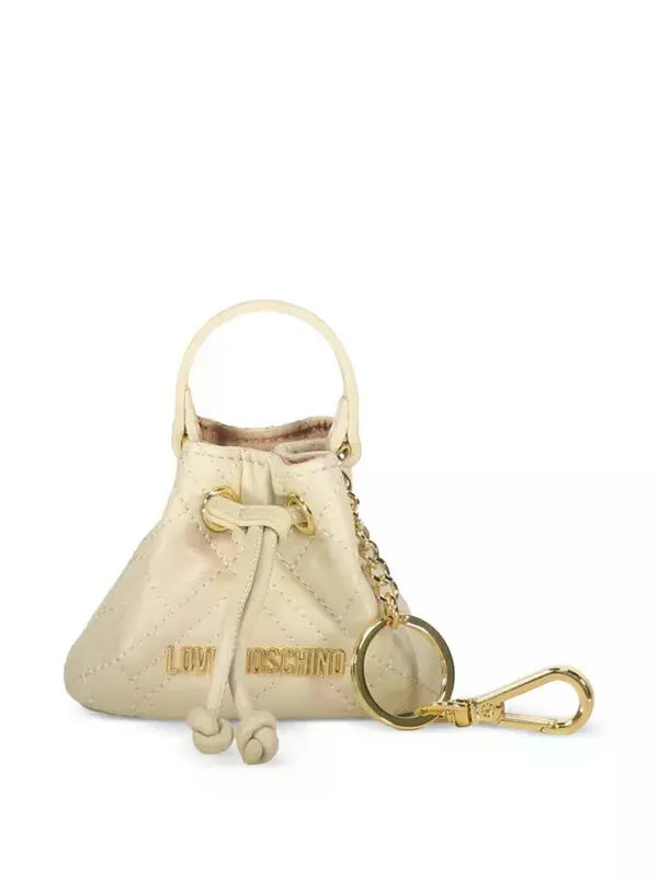 Moschino Quilted Bag Keyring - Neutrals