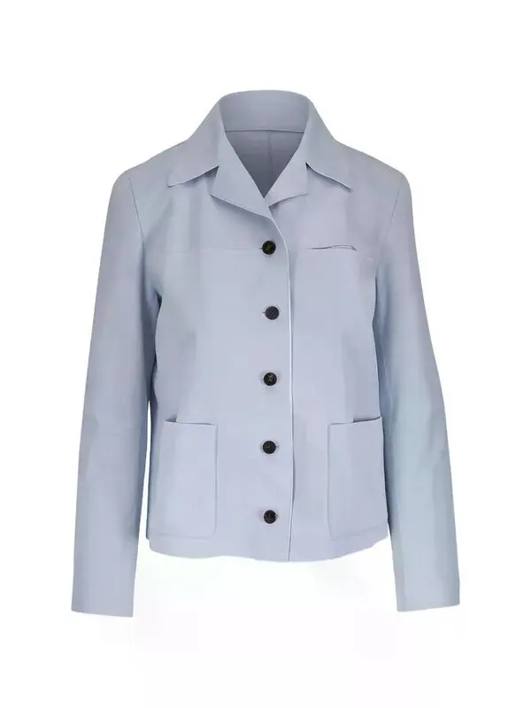 Lafayette 148 New York Button Suede Jacket - Blue