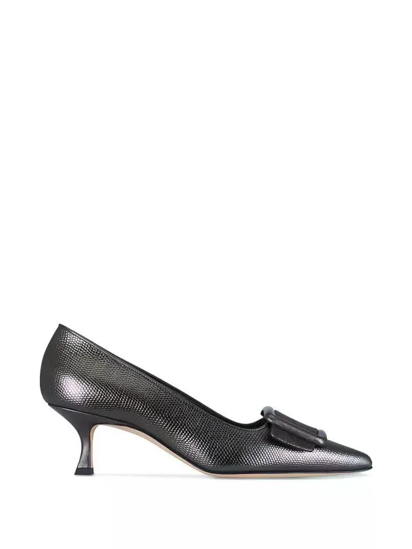 Manolo Blahnik Maysale Square-buckle Pumps - Grey
