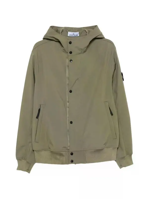 Stone Island Light Soft Shell-r E.dye Hooded Jacket - Green
