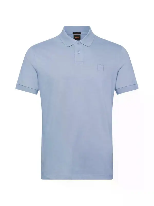 BOSS Logo-patch Stretch-cotton Polo Shirt - Blue