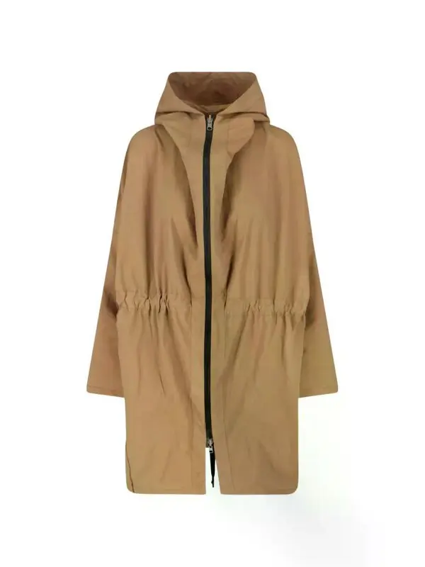 KIMONORAIN Drawstring Hooded Parka - Brown