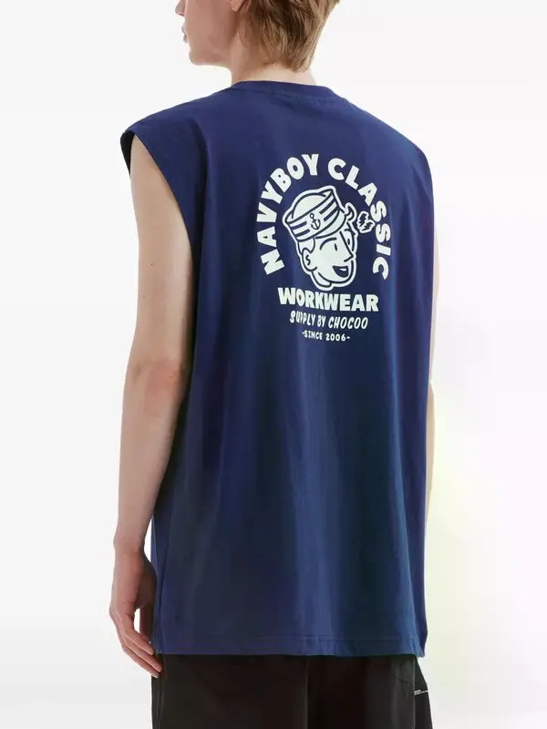 CHOCOOLATE Graphic Sleeveless T-shirt - Blue