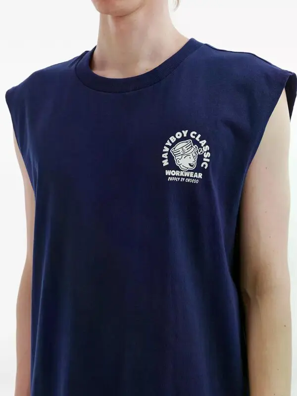 CHOCOOLATE Graphic Sleeveless T-shirt - Blue