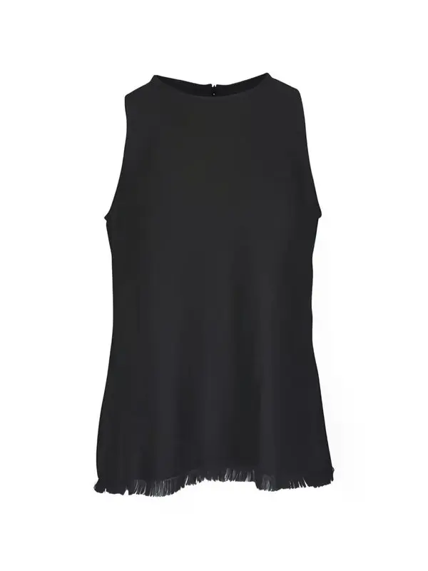 Antonelli Firenze Fringed Round-neck Top - Black