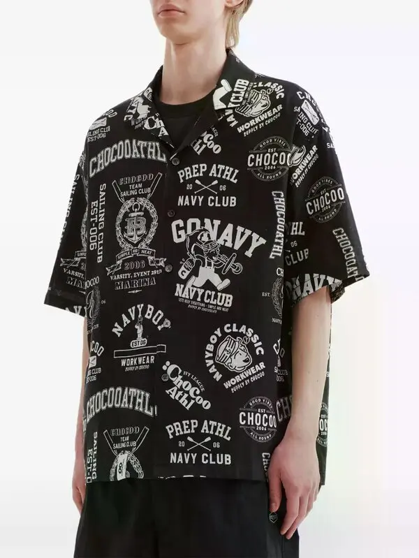 CHOCOOLATE Printed Short-sleeve Shirt - Black