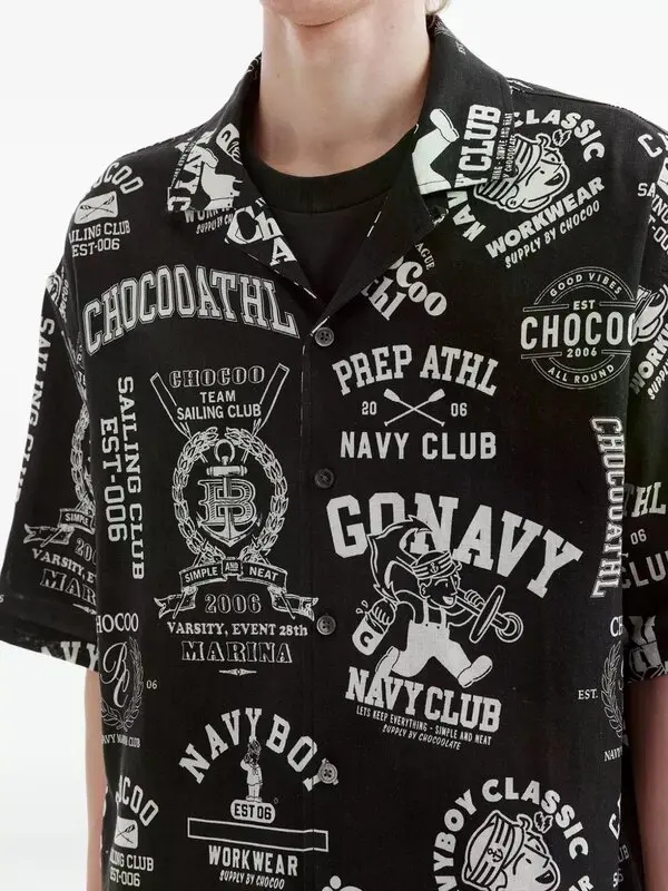 CHOCOOLATE Printed Short-sleeve Shirt - Black