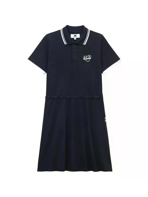 CHOCOOLATE Heart Embroidered Polo Dress - Blue