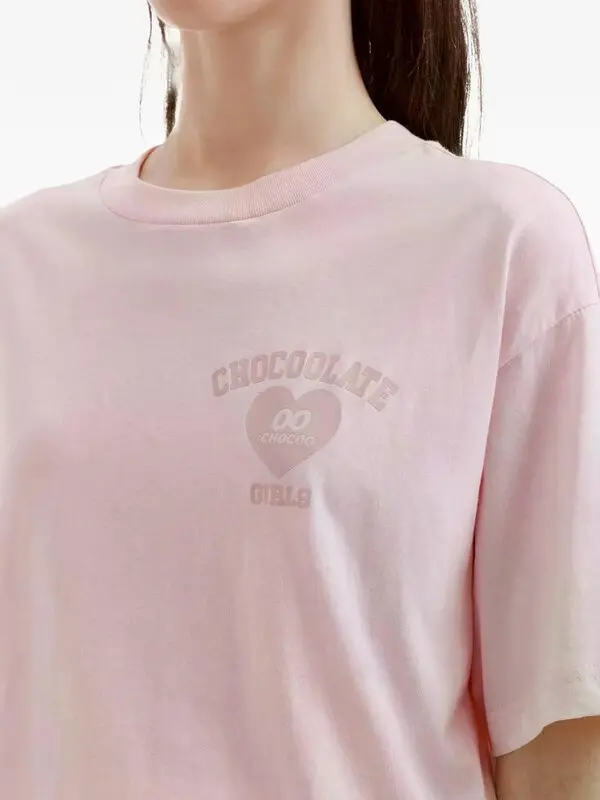 CHOCOOLATE Heart-detail Logo-print T-shirt - Pink